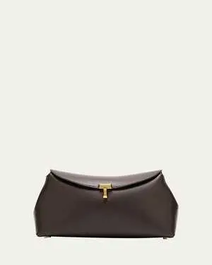 TOTEME Toteme T-Lock Leather Clutch - Dark Brown