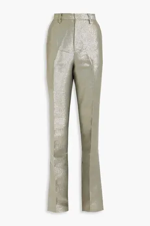 Ronny Kobo Moody Lamé Straightleg Pants - Platinum