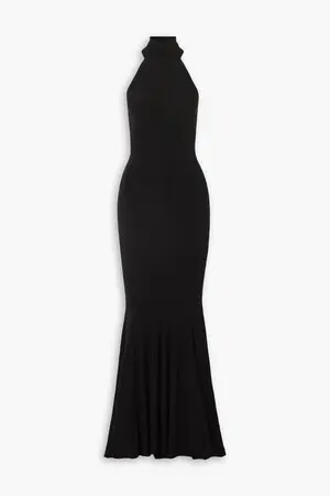 norma kamali halterneck jersey maxi dress Stretch-Jersey In Black - 50% Off norma kamali dress black