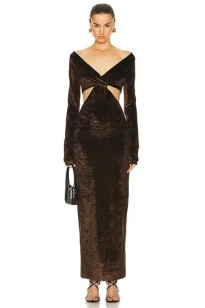 Nanushka Zanee Dress In Chocolate