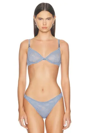 FLEUR DU MAL Fleur Du Mal Le Stretch Demi Bra In Pink Denim
