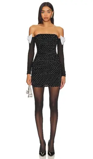 Majorelle Embellished Velvet Mini Dress With Sheer Sleeves