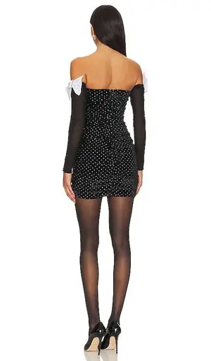 Majorelle Embellished Velvet Mini Dress With Sheer Sleeves
