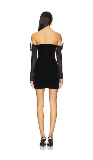 Majorelle Embellished Velvet Mini Dress With Sheer Sleeves