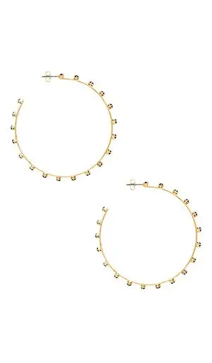 Ettika Studded Hoop Earrings - Black & Gold