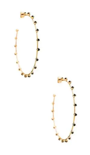 Ettika Studded Hoop Earrings - Black Crystals