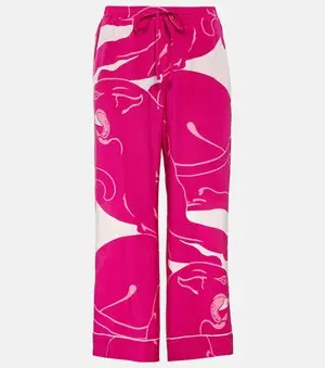 Valentino Garavani Panther Printed Silk Pants - Pink
