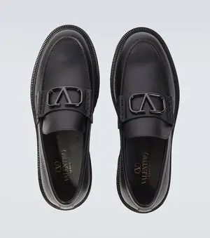 Valentino Garavani Vlogo Signature Leather Loafers In Black  display picture 1