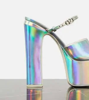 Valentino Garavani Vlogo Holographic Platform Sandals