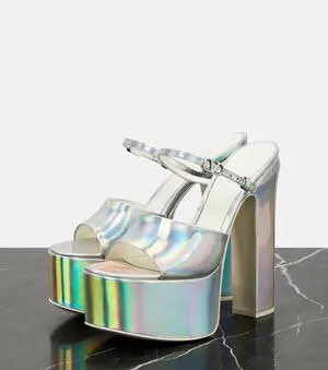 Valentino Garavani Vlogo Holographic Platform Sandals