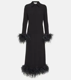 Midi Feather Trim Dresses