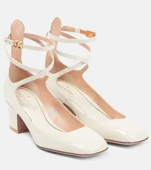 Valentino Garavani Tan-go Patent Leather Pumps - White