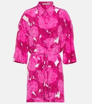 Valentino Garavani Belted Floral Silk Shirt Dress
