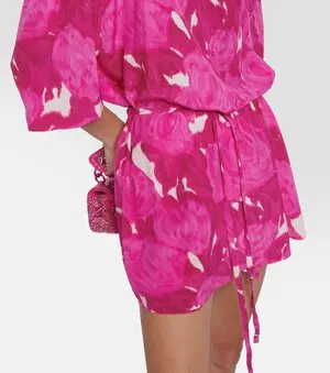 Valentino Garavani Belted Floral Silk Shirt Dress