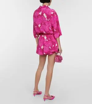 Valentino Garavani Belted Floral Silk Shirt Dress