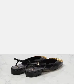 Valentino Garavani Vlogo Leather Slingback Flats