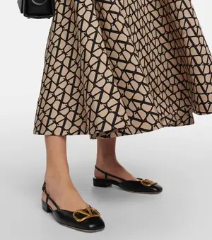 Valentino Garavani Vlogo Leather Slingback Flats