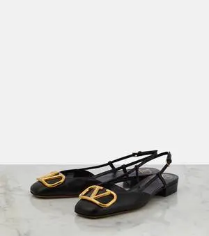 Valentino Garavani Vlogo Leather Slingback Flats