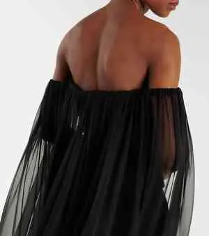 Valentino Garavani Caped Off-shoulder Silk Chiffon Top