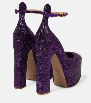 Valentino Garavani Tan-go Embellished Leather Platform Pumps
