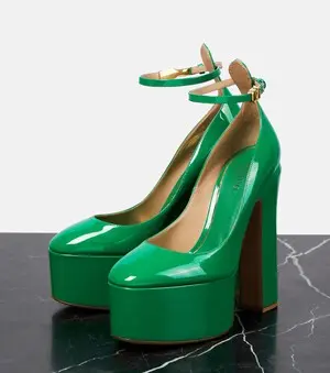 Valentino Garavani Tan-go 155 Leather Platform Pumps - Green