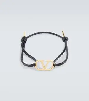 Valentino Garavani Vlogo Leather Bracelet - Black