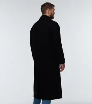 Valentino Garavani Leather-trimmed Wool Overcoat