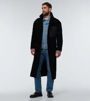 Valentino Garavani Leather-trimmed Wool Overcoat