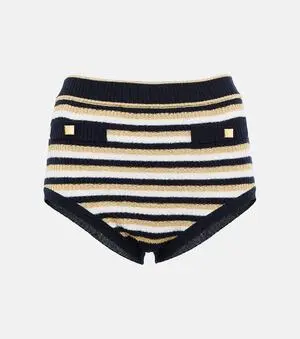 Valentino Garavani Roman Stud Striped Wool Shorts - Multicoloured