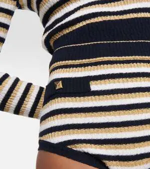 Valentino Garavani Roman Stud Striped Wool Shorts - Multicoloured