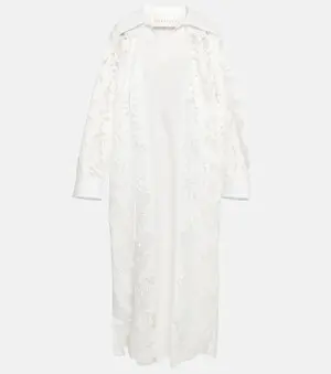Valentino Garavani Embroidered Cotton Midi Dress - White