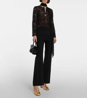 Valentino Garavani Guipure Lace Tie-neck Top
