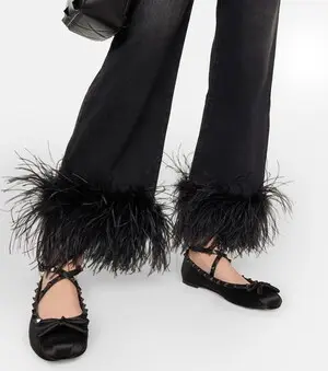 Valentino Garavani Rockstud Satin Ballet Flats - Black