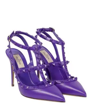 Valentino Garavani Rockstud 105 Leather Pumps - Purple