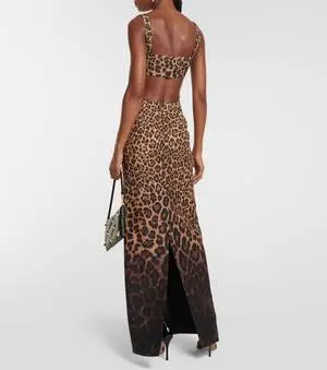 Valentino Garavani Crêpe Couture Leopard-print Crop Top