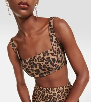 Valentino Garavani Crêpe Couture Leopard-print Crop Top