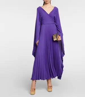 Valentino Garavani Pleated Silk Gown - Blue
