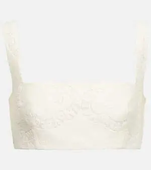 Valentino Garavani Embroidered Cotton-blend Bralette - White
