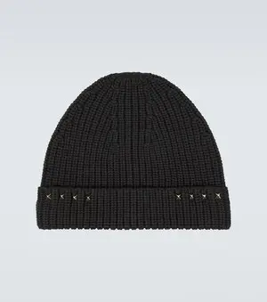 Valentino Garavani Rockstud Ribbed-knit Wool Beanie