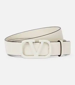 Valentino Garavani Vlogo Signature 30 Leather Belt In White  display picture 2