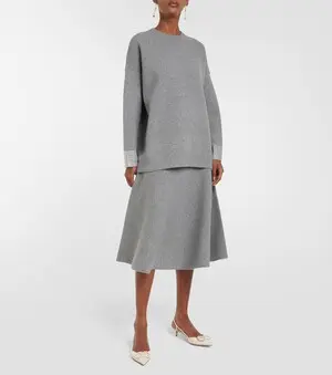 Valentino Garavani High-rise Wool-blend Midi Skirt
