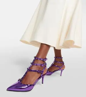 Valentino Garavani Rockstud Patent Leather Pumps - Purple