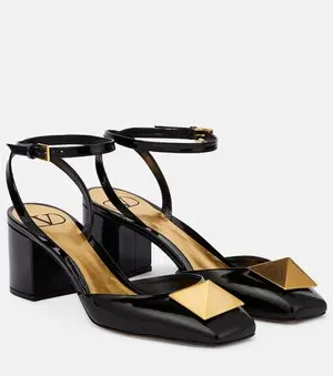 Valentino Garavani One Stud Patent Leather Pumps - Black