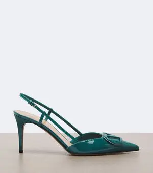 Valentino Garavani Vlogo Patent Leather Slingback Pumps - Blue