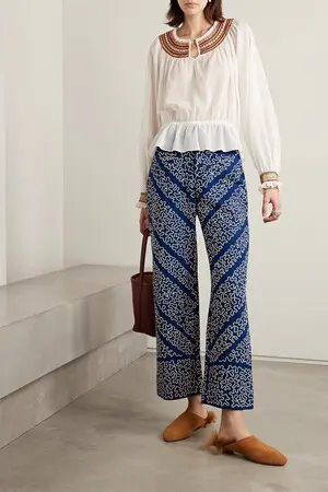 BODE Bombora Embroidered Wool-blend Pants