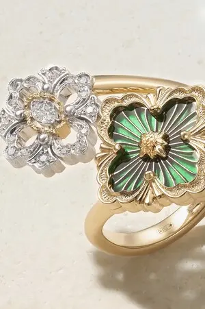 Buccellati Opera Tulle 18-karat Diamond And Enamel Ring