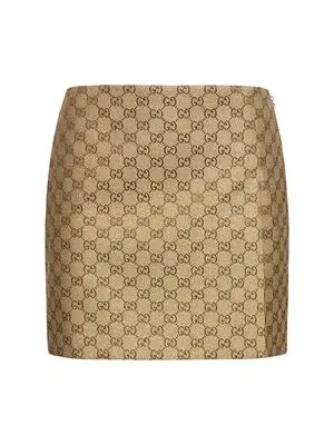 Gucci Gg Glitter Canvas Mini Skirt - Gold
