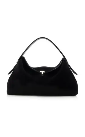 TOTEME T-Lock Suede Top Handle Bag Black