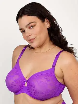 Victoria's Secret Curvy Couture Smooth Lace Unlined Bra Purple
