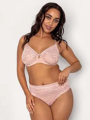 Victoria's Secret Curvy Couture Smooth Lace High Cut Brief - Pink